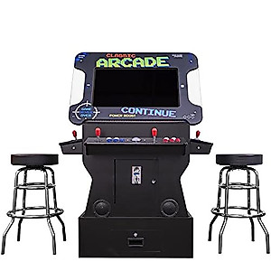 Creative Arcades Full Size Commercial Grade Cocktail Arcade Machine w/Riser | 2 Player | 3500 Games | 32" LCD Lifting Screen | LED | 4 Sanwa Joysticks | Trackball | 2 Stools | 3 Year Warranty