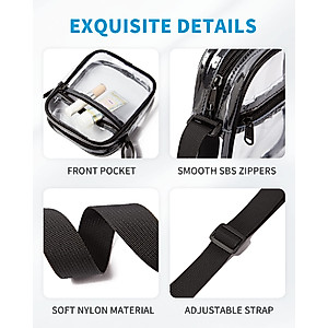 Vorspack 2 Packs Black Clear Purse Stadium Approved - Clear Bag Clear Crossbody Bag for Concerts Sports Festivals