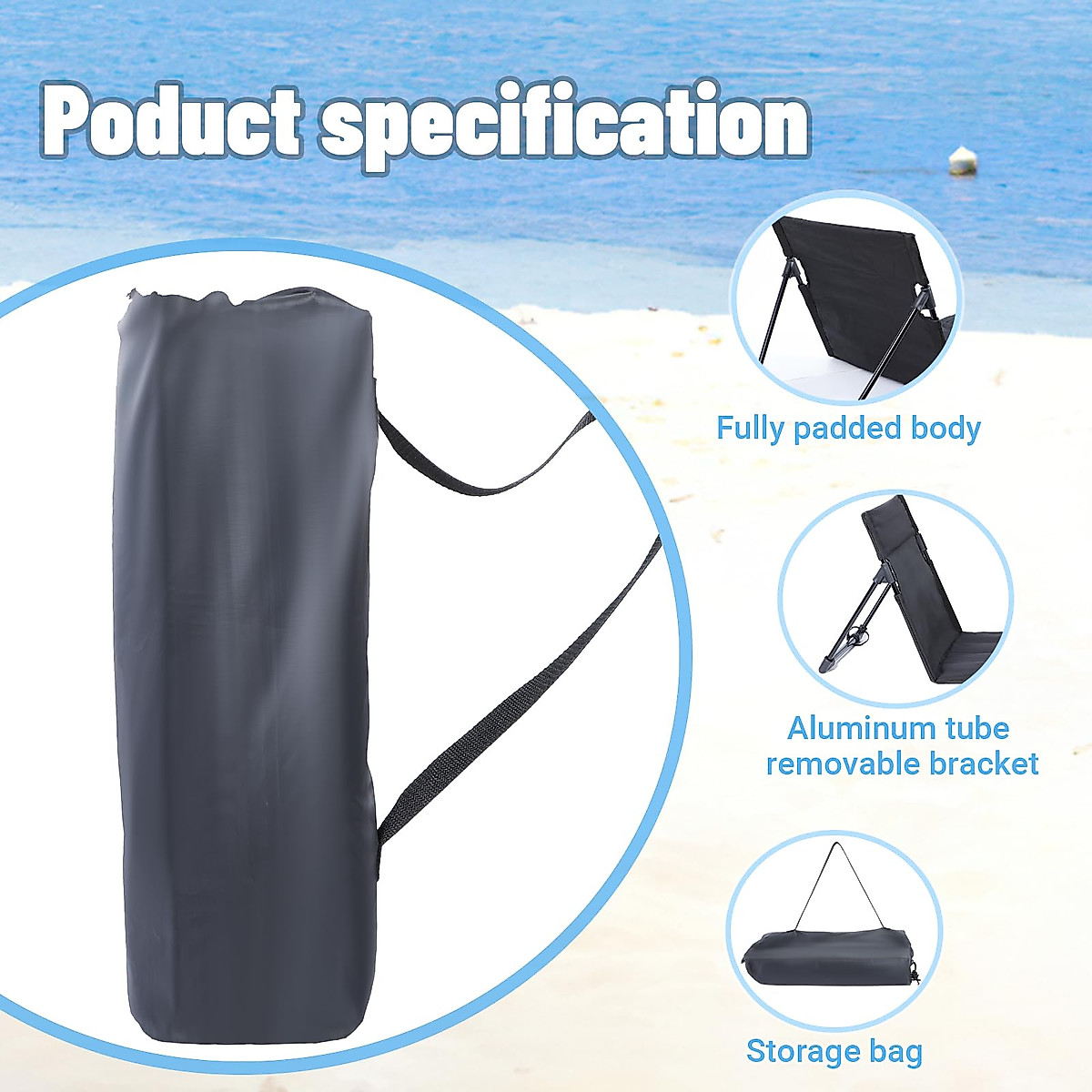 Portable Beach Mat Lounge Chair, Folding Lounge Chairs for Adults, Ideal Tanning Mat for Sunbathing, Beach Lounger for Patio Lightweight Camping Chairs