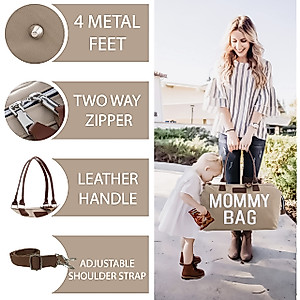 CHQEL Diaper Tote with 2 Organizers, Multifunctional Mommy Bag for Hospital & Baby Diaper Travel Care