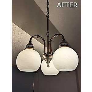 LARTEEN 3 Pack Alabaster White Glass Lamp Shade Cover Replacement for Lighting Fixture, 5.9" Diameter Round Globe Shade for Chandelier Pendant Light Wall Sconce, 1-5/8 inch Fitter Opening