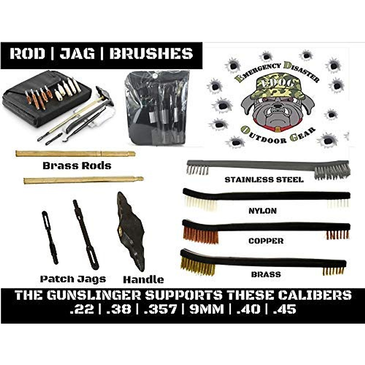 EDOG Gunslinger 20 PC Gun Cleaning Kit - Pistol Mat Compatible with Springfield Armory Hellcat - Schematic (Exploded View) Mat, Gunslinger Universal .22 .38 .357 9mm .40 & .45 Caliber Kit