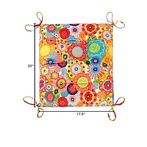 Makimoo Outdoor Patio Cushion, Rocking Chair Cushion, Tufted Pads, Set of Upper and Lower with Ties Pack of 2 (2 Sets) - Back 20"×17", Seat 17"×17" (Multicolored Flowers)