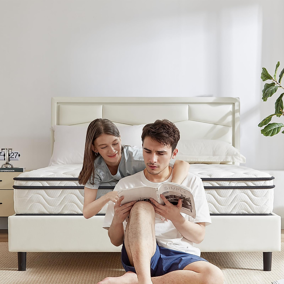 ONBRILL Queen Size Mattress, 10 Inch Hybrid Mattress with Gel Memory Foam,Non-Fiberglass, Medium Firm Soft and Comfort White Mattress,CertiPUR-US