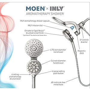 Moen IN208C2SRN Aromatherapy Combination Handshower and Rainshower with INLY Shower Capsules, Spot Resist Brushed Nickel