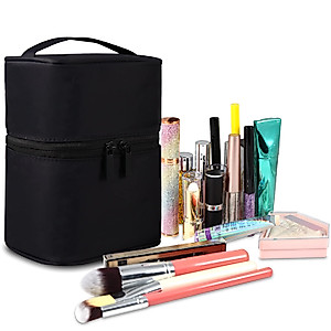 Makeup Brush Organizer Artist Small Makeup Bag Brushes Set Case Professional Travelling Brush Pen Pencil Holder Make Up Cup Storage Organizer Case Pencil Pouch Cosmetic Bag for Travel (Black)