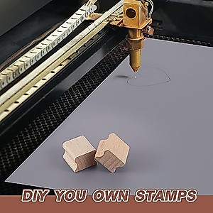 Sasylvia 10 Pcs Blank Hard Wood Rubber Stamp Mounts with A4 Size Grey Rubber Stamp Sheet Laser Engraver Accessories Rubber Stamp Carving Tools Soft Rubber Mat Carving Blocks (Gray, 1 x 1 Inch)