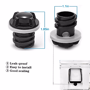 Cooler Drain Plugs Compatible with Yeti's Line of Roadie/Tundra & Tank Coolers & RTIC Coolers Leak-Proof Design Accessorie (2 Pack)