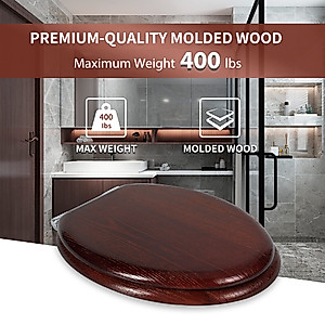 Angel Shield Elongated Wood Toilet Seat with Quiet Close,Easy Clean,Quick-Release Hinges(Elongated,Dark Walnut)