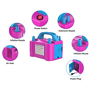 LANGXUN Portable High Power Electric Balloon Pump, Two Nozzle 110V 600W Air Blower Electric Ballon Inflator Pump for Party Latex Balloon Decoration Supplies