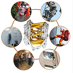 Fire Escape Rope Ladder for 2-12 Story-Fast to Deploy Reusable -Load Weight Capacity up to 900lbs-Evacuation Ladder for Cruise Ship,High Building (Size : 25m(82'))