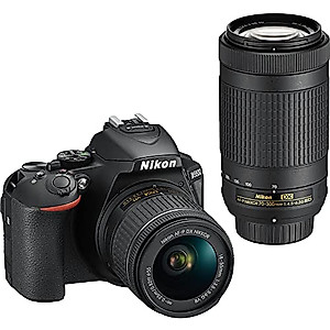 Nikon D5600 24.2MP DSLR Digital Camera with 18-55mm and 70-300mm Lenses (1580) Deluxe Bundle -Includes- Sandisk 64GB SD Card + Large Camera Bag + Filter Kits + Spare Battery + Telephoto Lens