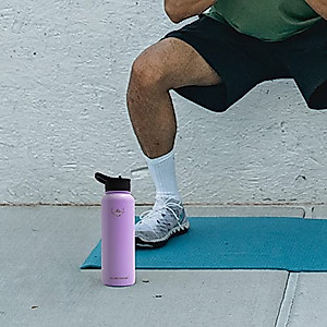 NATURE PIONEOR Insulated Water Bottles with Paracord Handle - 24/32/40/64 oz Vacuum Sports Wide Mouth Water Bottle with 3 Lids, Leak Proof Stainless Steel Keeps Hot and Cold