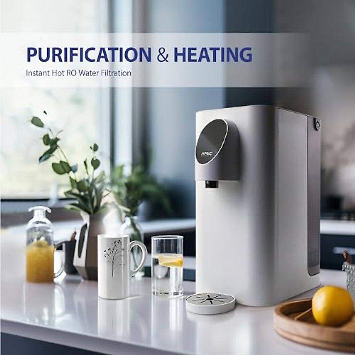 APEC ROCT-Plus Countertop Reverse Osmosis System, Efficient RO Filter 3:1 Pure to Drain, Instant Hot Water ± 2° for Tea, UV Water Filtration