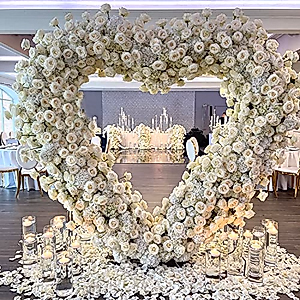 Φ 6.9ft(2.1M) Heart Shaped White Metal Balloon Arch Stand Frame Display Kit，Love Balloon Arch Frame for Proposal, Wedding , Valentine’s Day, Bridal, Birthday Party Decorations