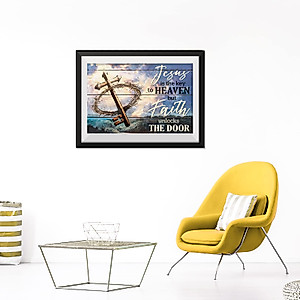 5D Diamond Art Painting with Christian Theme Jesus is The Sky to Heaven but Faith unlocks The Door Jesus Diamond Art Kit for Adults, Ideal for Gifting or Home Decor