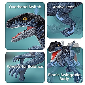 Tecnock Remote Control Dinosaurs, Mini Dinosaur Toys for Kids 3-5 5-7, 2.4GHz Walking RC Robot Dinosaur with Lights, Gifts for Boys Girls Age 4 5 6 7 8-12
