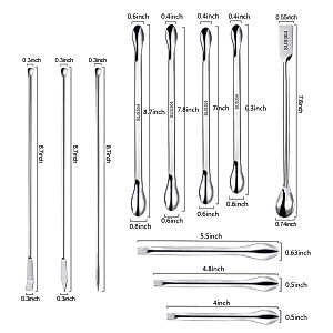 Aulufft 22 PCS Stainless Steel Lab Measuring Spoon Set,Lab Scoop and Spatula for Powders Gel Cap Filler, Capsule Filler,Laboratory Equipment