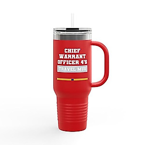 Chief Warrant Officer 4's Travel Mug: Insulated Stainless Steel Tumbler with Handle and Straw, Military Gift (40oz)