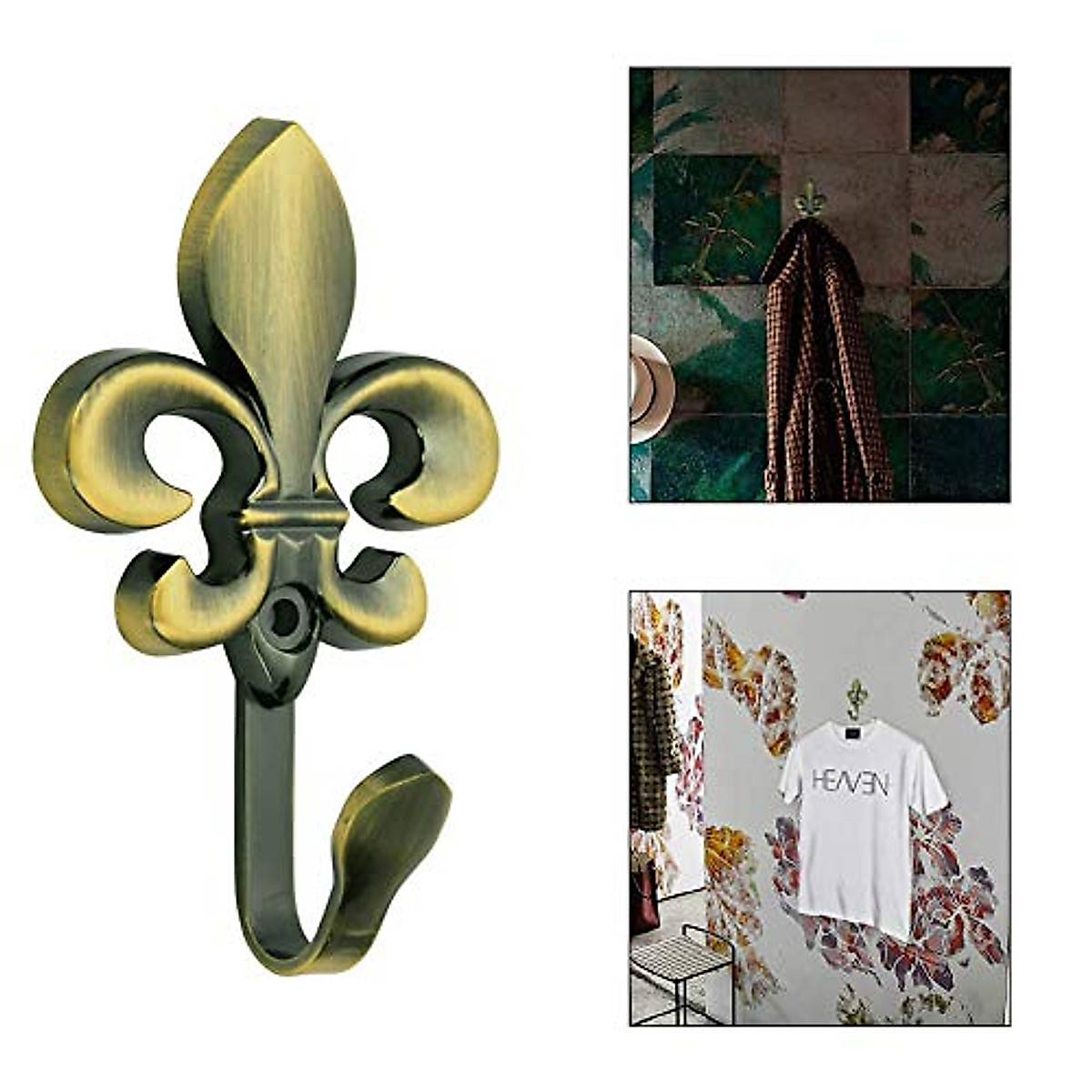 GoYonder Decorative Wall Hanging Coat Hooks Zinc Alloy Curtain Tieback Holders Screws Set of 4 Flower Shape (Bronze)