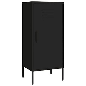 GOLINPEILO Metal Storage Cabinet with Single Doors and 2 Adjustable Shelves, Steel Garage Storage Cabinet File Cabinet Counter Cabinet for Home Office, Garage, Gym, School, 16.7"x13.8"x40" Black
