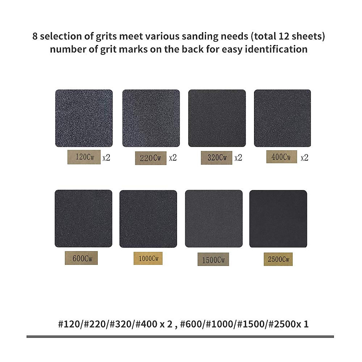 LANNEY Sand Paper, 120 to 2500 Fine Grit Sandpaper Assortment Pack with Sanding Block Sander, Wet Dry Waterproof Abrasive Sandpaper Sheets for Automotive Wood Metal Polishing Finishing, 9х3.6 Inch