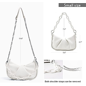 Gxamz Womens Shoulder Cloud Bag with Chain Dumpling Purse Clutch Handbag Small Leather Bags (white)