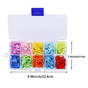 381 Pieces Stitch Ring Markers and Colorful Knitting Crochet Locking Counter Stitch Needle Clips + Weaving Tools Knitting Kits with 3 Storage Boxes