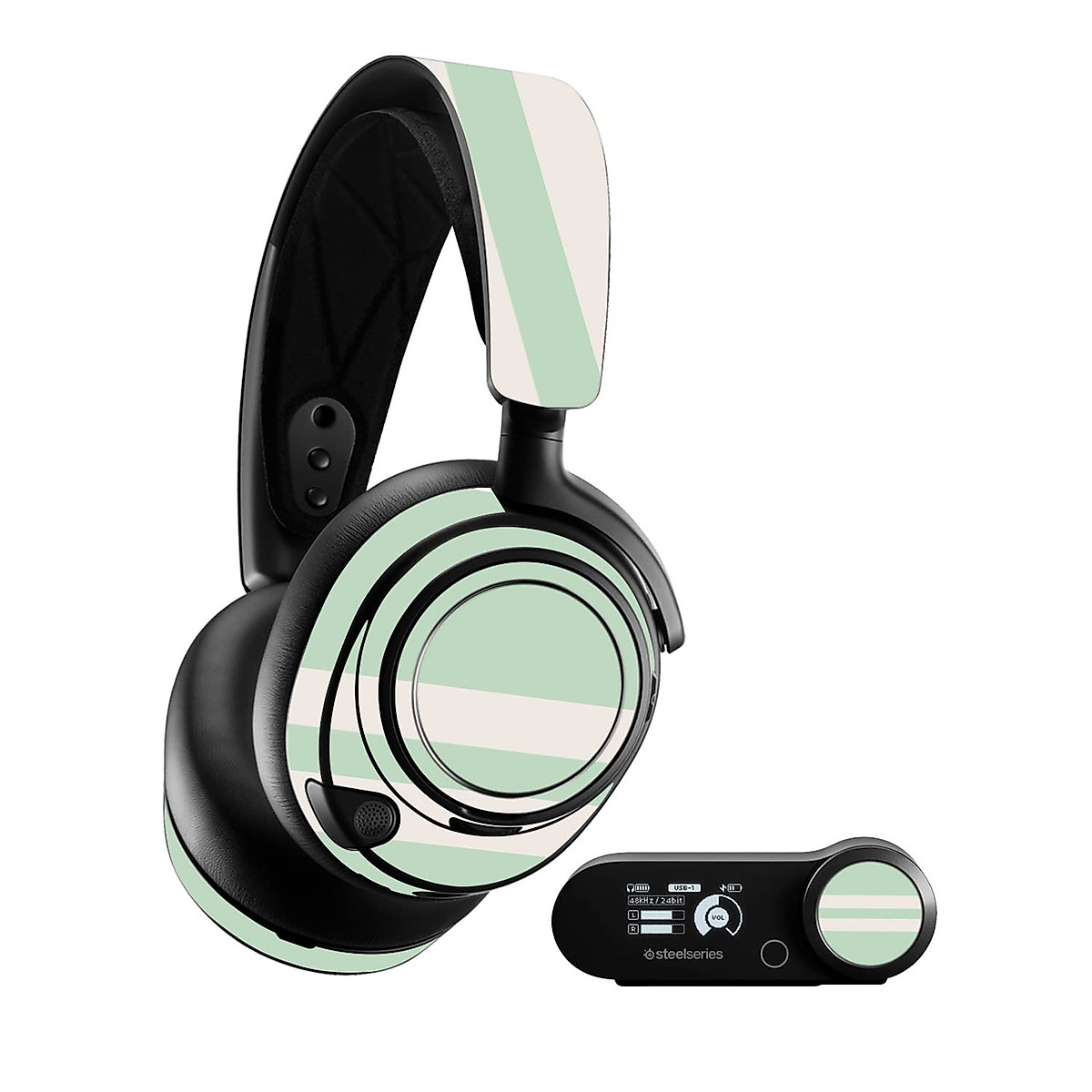 MightySkins Skin Compatible with SteelSeries Arctis Nova Pro - Mint Stripes | Protective, Durable, and Unique Vinyl Decal wrap Cover | Easy to Apply, Remove, and Change Styles | Made in The USA