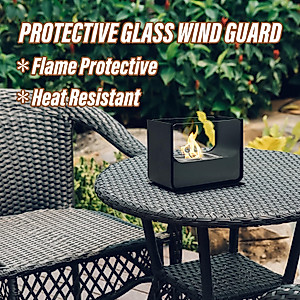 Onlyfire Tabletop Fire Pit with Glass Wind Guard, Extinguisher Lid and Ceramic Wool Wick, Portable Ethanol Fireplace Smokeless Fireplace for Indoor and Outdoor use, Smore Maker Home Decor Gift