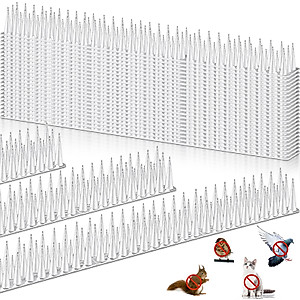 Geetery 48 Pack Bird Spikes Bulk Transparent Plastic Bird Spikes for Small Birds Squirrel Pigeon Spikes Bird Spikes for Animal Outdoor, Fence Spikes for Garden Wall Railing Roof
