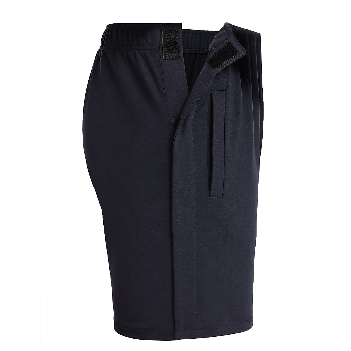 Deyeek Tear Away Shorts for Women Side Snap On Shorts Mens Cotton Shorts with Pockets Post Hip Knee Surgery Shorts Navy Blue