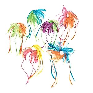 Fun Express Halloween Witches, Indians, Hippy, Tropical Costume Accessory - Two Tone Neon Hair Attachments 12 ct