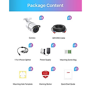 ZOSI 4PACK 1920TVL 1080P HD TVI Security Cameras 120ft Night Vision CCTV Cameras Home Security Day/Night Waterproof Camera for 720P,1080P,5MP,4K HD-TVI Analog DVR Systems