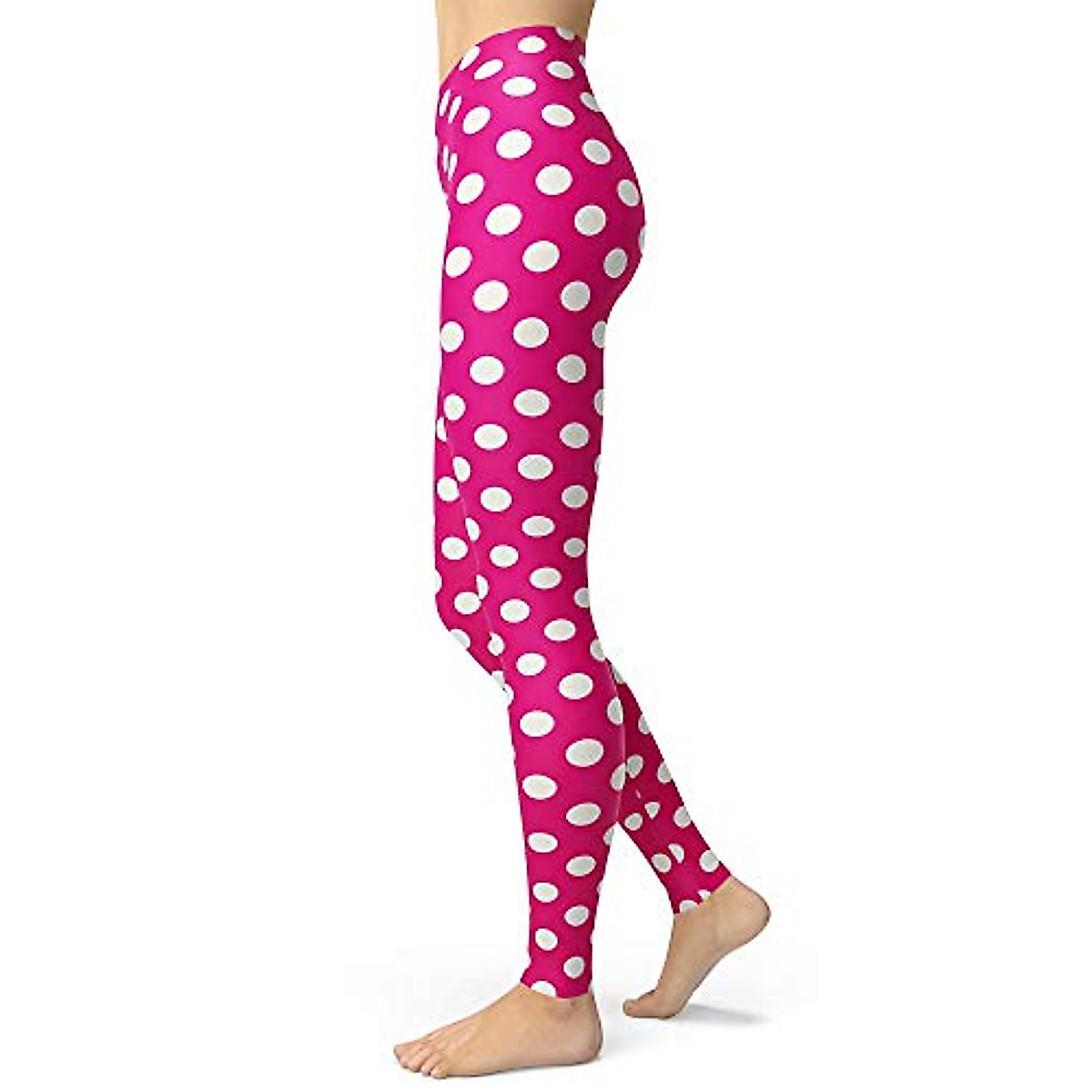 sissycos Women's Polka Dots Printed Leggings 80s Buttery Soft Stretchy Pants (Large-XX-Large, Polka Dots Rose Red)