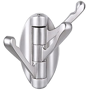Angle Simple Folding Towel Hook Brushed Nickel, Metal 3 Arms Swivel Hook, Flexible Robe Coat Hook, Space Saving Wall Hook for Bathroom RV