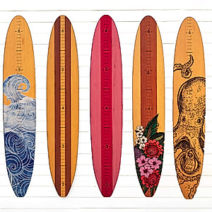 Headwaters Studio Surf Board Growth Chart - Wooden Surfboard Decor, Small Surfboard, Baby Growth Chart for Wall, Grow Chart, Baby Wall Growth Chart, Baby Measuring Board - Wave - 57"x10"x1/4"