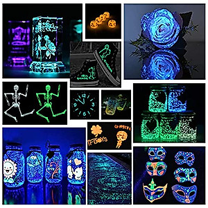 Glow in The Dark Powder 12 Colors Epoxy Resin Dye Luminous Pigment Safe Long Lasting for Fine Art, DIY Nail Art, Colorant, Acrylic Paint, DIY Crafts and Theme Party, 0.7oz Each