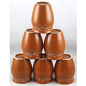 Odishabazaar Ceramic Kulhar Cups Traditional Indian Chai Tea Cup Set of 6