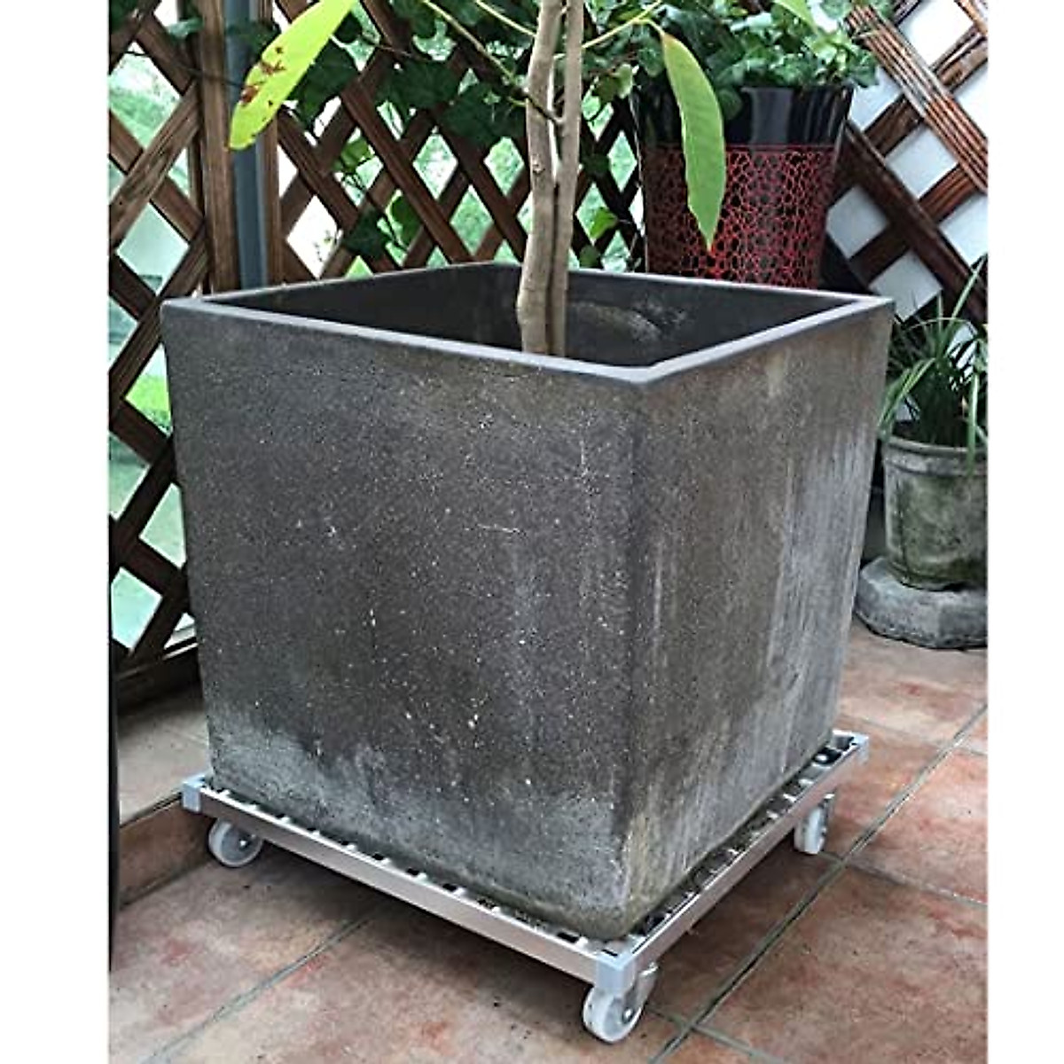 GVILTY Plant Caddy with Wheels Heavy Duty,Rolling Plant Stand 330lb Capacity, Outdoor Planter Caddies Large Flower Pot Mover Plant Dolly Holder Planter Trolley Casters black-46cm/18in