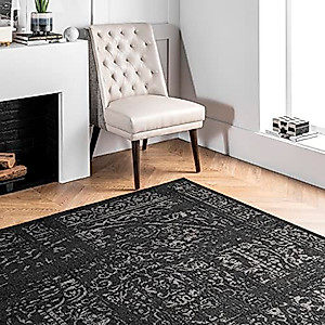 nuLOOM Arlena Vintage Runner Rug, 2' 6" x 6', Black