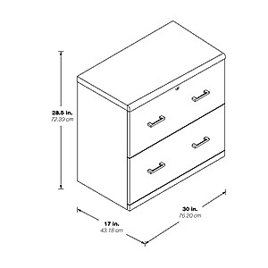 OSP Home Furnishings Alpine 2-Drawer File Cabinet with Locking Top Drawer and Lockdowel Fastening System, Lateral, Espresso