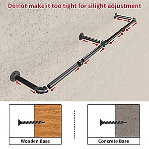 PNBO Wall Mounted Clothes Rack 72" Set of 2,Industrial Pipe Clothing Rack Wall Mounted Max Load 135Lb,Wall Mounted Garment Rack Space-Saving,Clothes Hanging Rod Bar Multi-Purpose Hanging