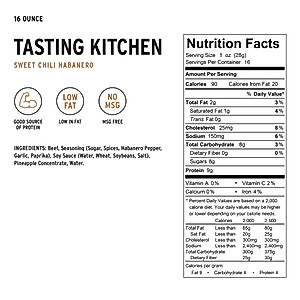 People's Choice Beef Jerky - Tasting Kitchen Small Batch - Sweet Chili Habanero - Camping Food, Backpacking Snacks, Road Trip Snacks - High Protein Low Sodium Healthy Snacks - 1 Pound, 16 oz - 1 Bag