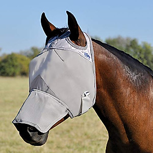 Cashel Crusader Horse Fly Mask with Long Nose, Grey, Arabian