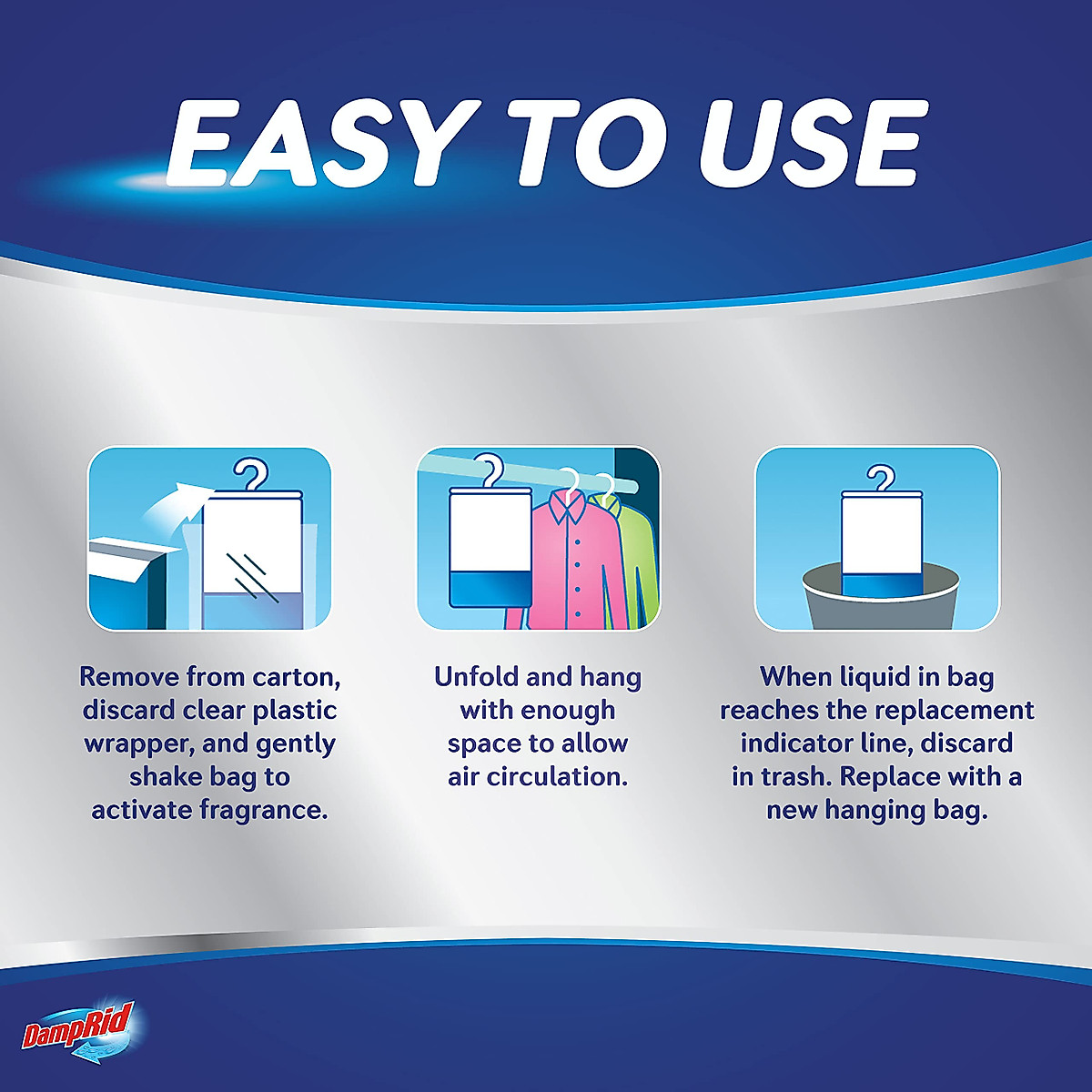 DampRid Pure Linen Hanging Moisture Absorber, 16 oz., 3 Count (Pack of 1) - Eliminates Musty Odors for Fresher, Cleaner Air, Ideal for Closet, 14% More Moisture Absorbing Power*