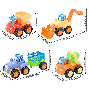 Baby Toy Car Toddler Early Education Construction Vehicles Toys Push and Go Friction Powered Cars Set Tractor Bulldozer Dumper Cement Mixer Engineering Vehicles for 18 Months and Above Boys Girls