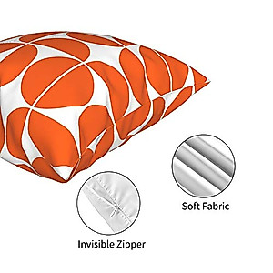 Vazzio Mid Century Modern Orange Throw Pillow Covers,Geometric Pattern Decorative Pillowcase Double Side Print Cushion Covers for Sofa Couch Bed 18x18 Inches,Set of 2