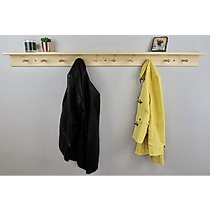 60" Unfinished Shaker Peg Rack With Shelf