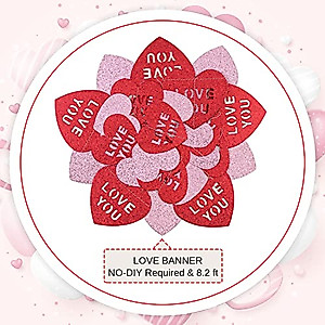 MAGICMAI Valentines Day Decoration - Happy Decor Heart Banner | Valentine Party Decorations Garland for Anniversary Wedding Supplies (Red Glitter)